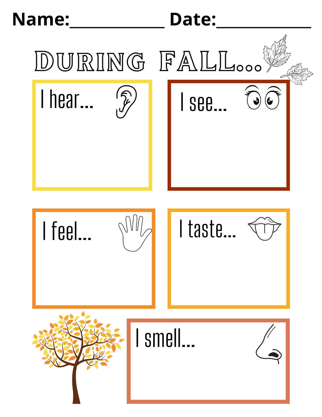Teacher-created Resource | 5 Senses in Fall Activity, PDF Print ...