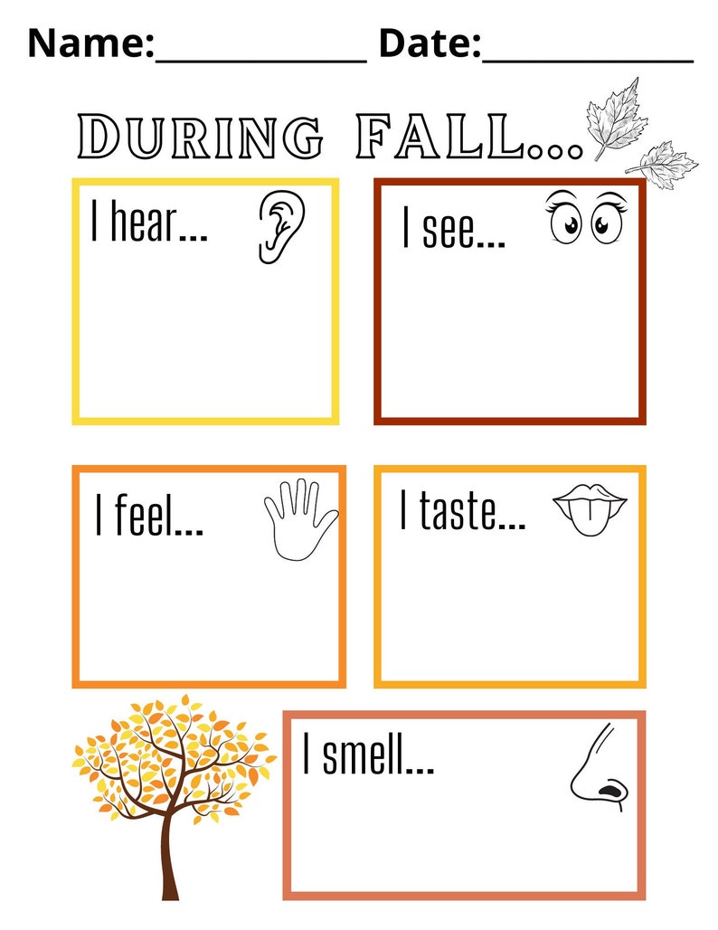 Teacher-created Resource | 5 Senses in Fall Activity, PDF Print ...