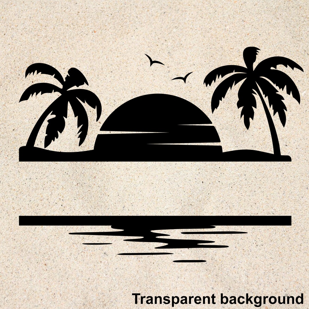 Palme Split Rahmen, Strand Svg, Sonnenuntergang Datei, Cricut ...