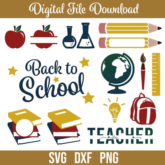 School SVG Bundle Back to School Apple Frame for Digital - Etsy