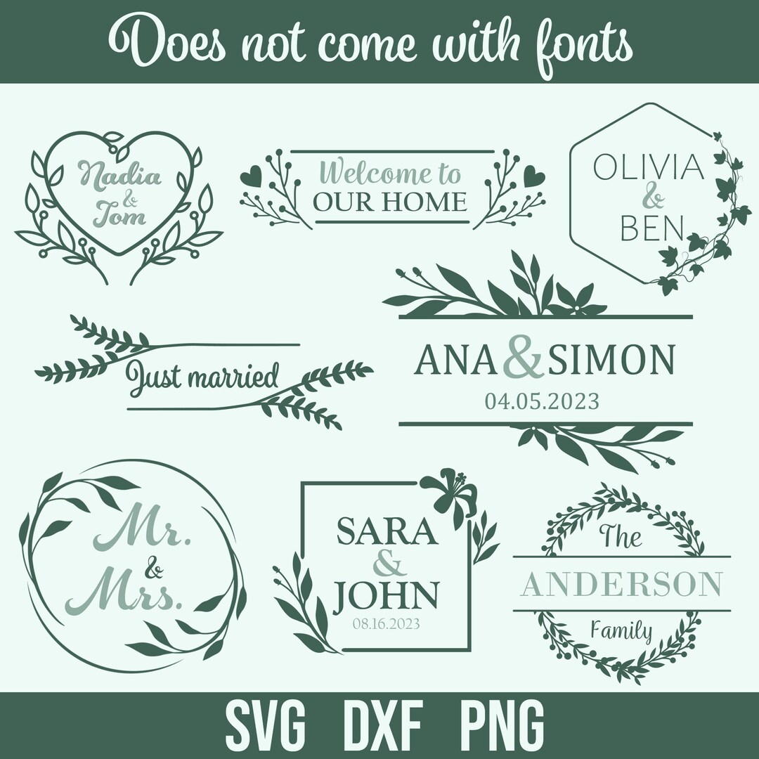 Floral Frame SVG, Wedding Monogram, Digital Download, Cutfile for ...