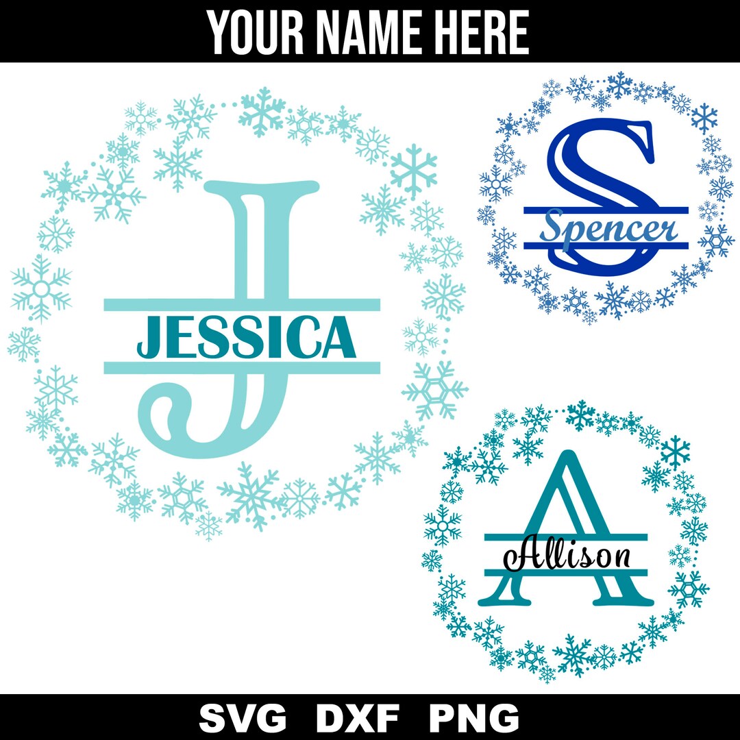 Winter SVG Split Monogram Bundle, Snowflake Alphabet, Snow Monogram SVG ...