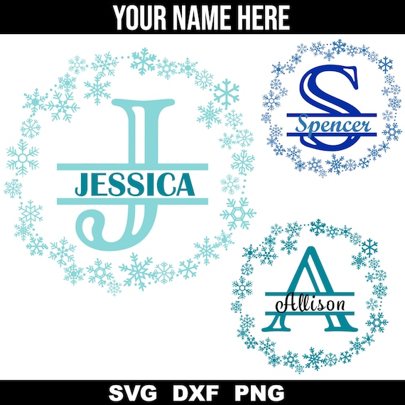 Winter SVG Split Monogram Bundle Snowflake Alphabet Snow | Etsy