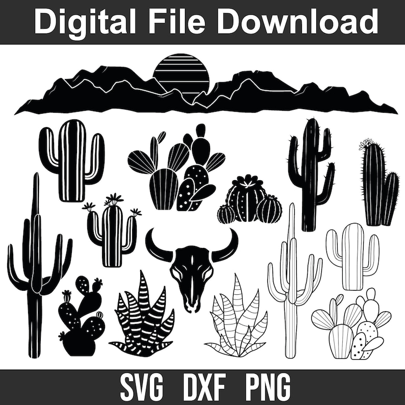 Cactus SVG, Desert Landscape SVG, Arizona, Digital Download, Cricut ...