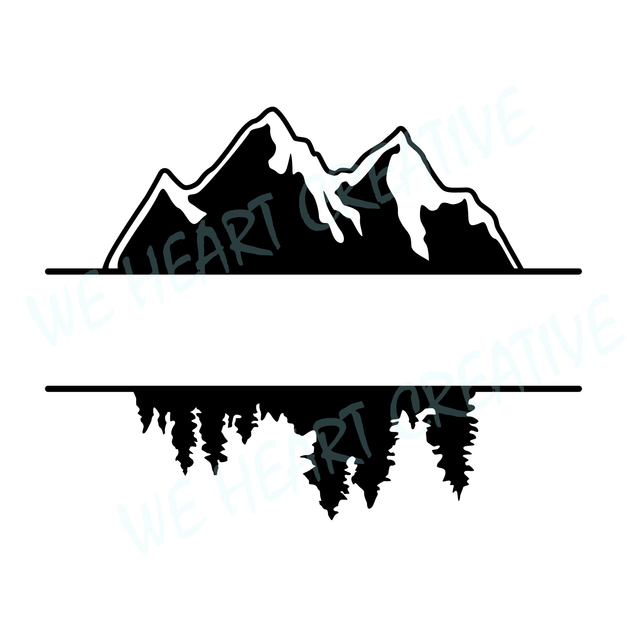 Mountain Name Frame SVG, Landscape SVG, Split Name Frame, Digital ...