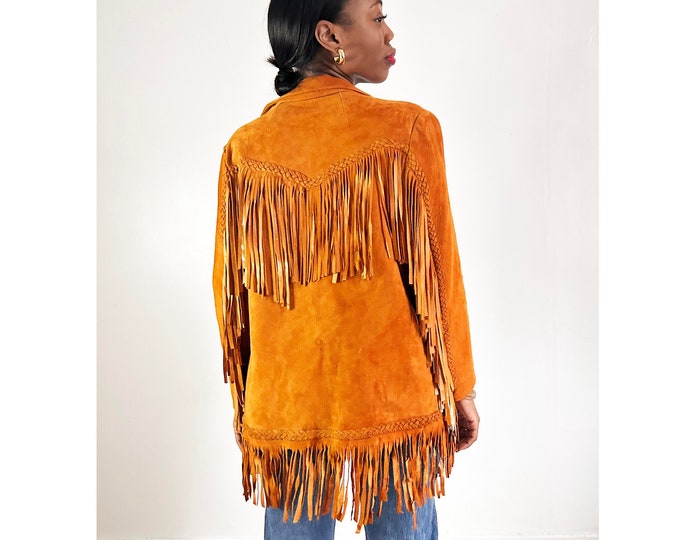 RARE Vintage 70s Buckskin Suede Fringe Jacket Size M, Deer Hide Fringe ...