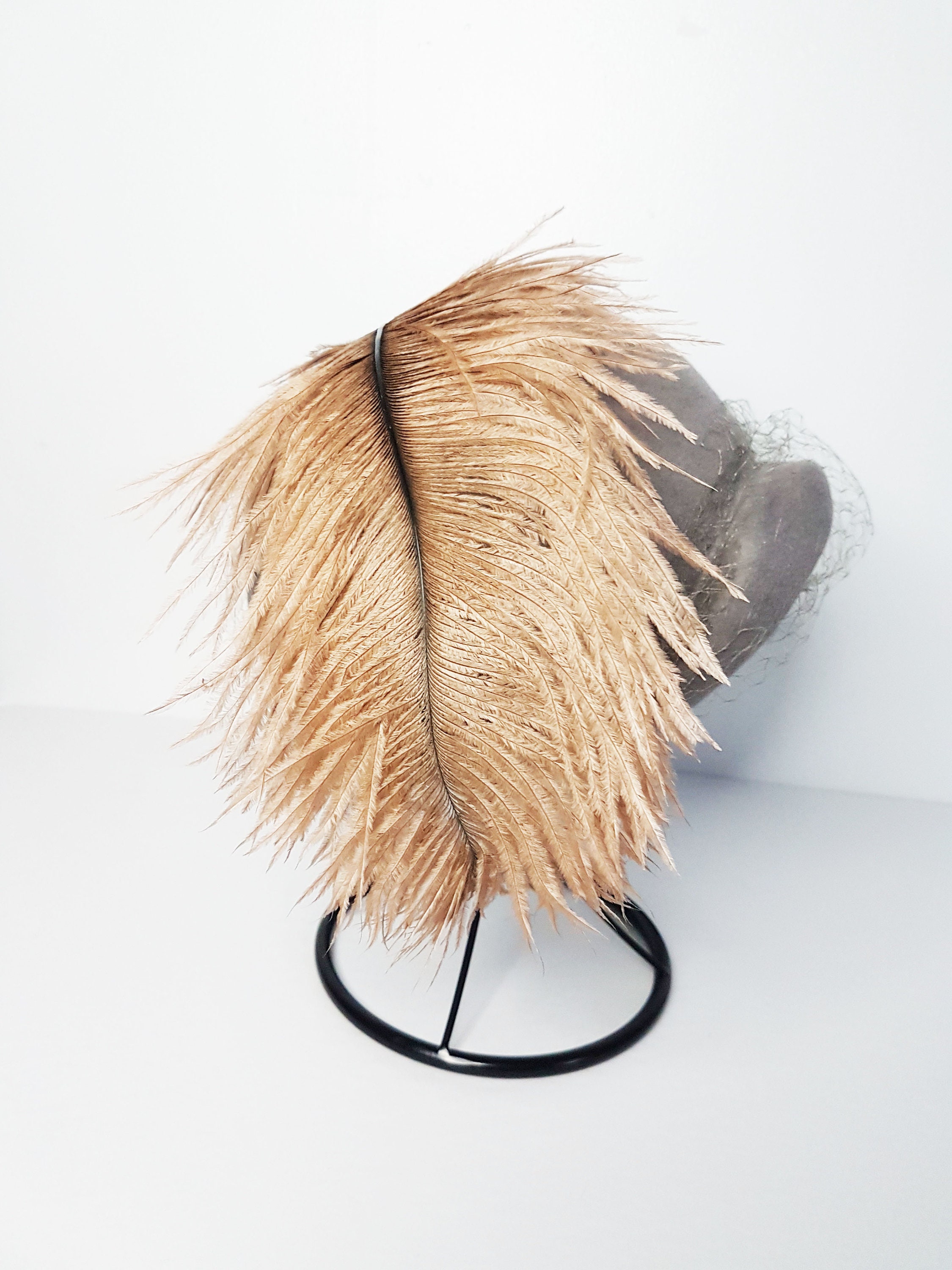 1960s Grey Wool Feather Hat, Mid-century Grey Andre Designer Wool Hat ...