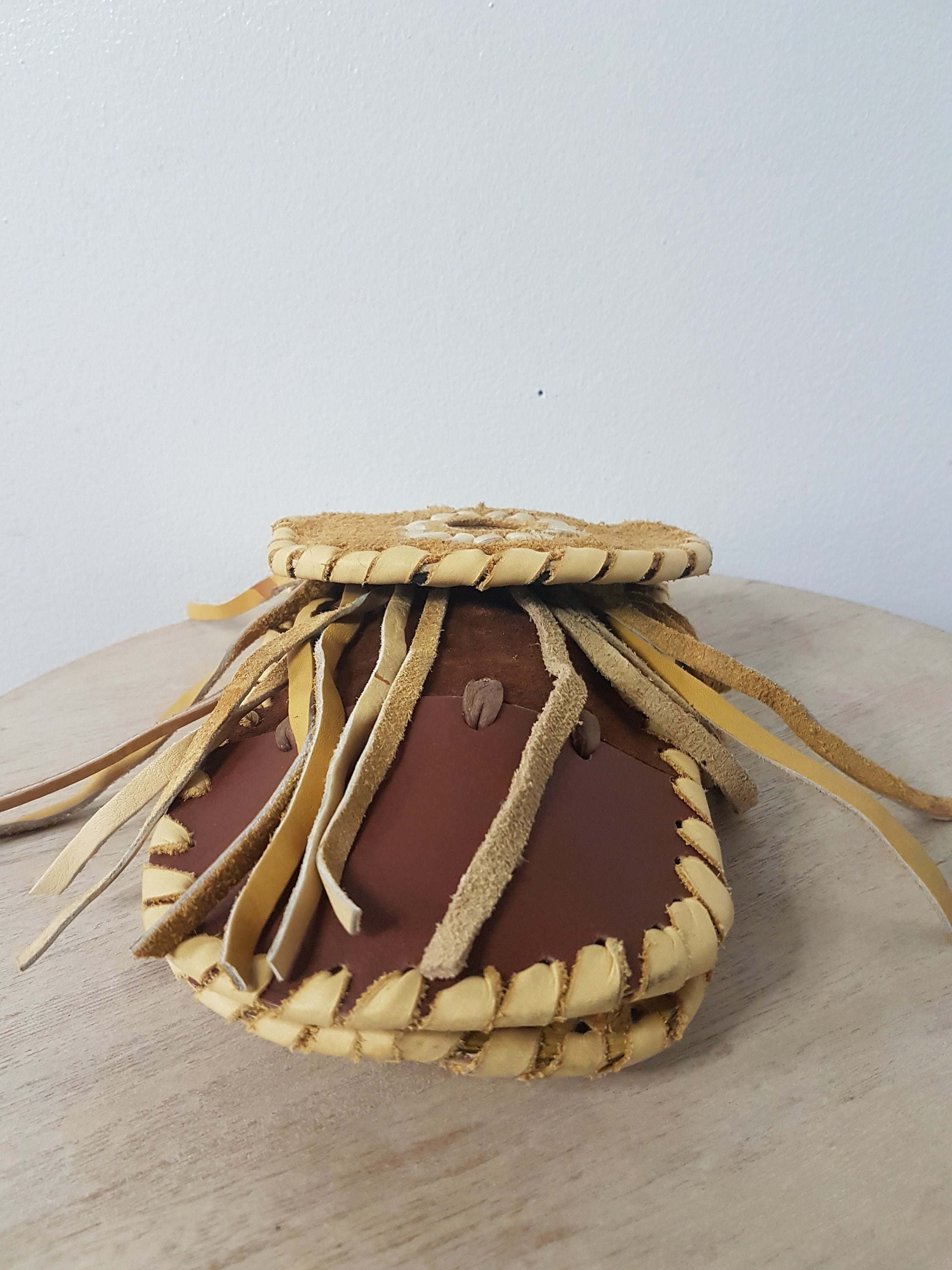 Vintage Leather Fringed Inuit Medicine Bag Set of 2, Made in Canada ...