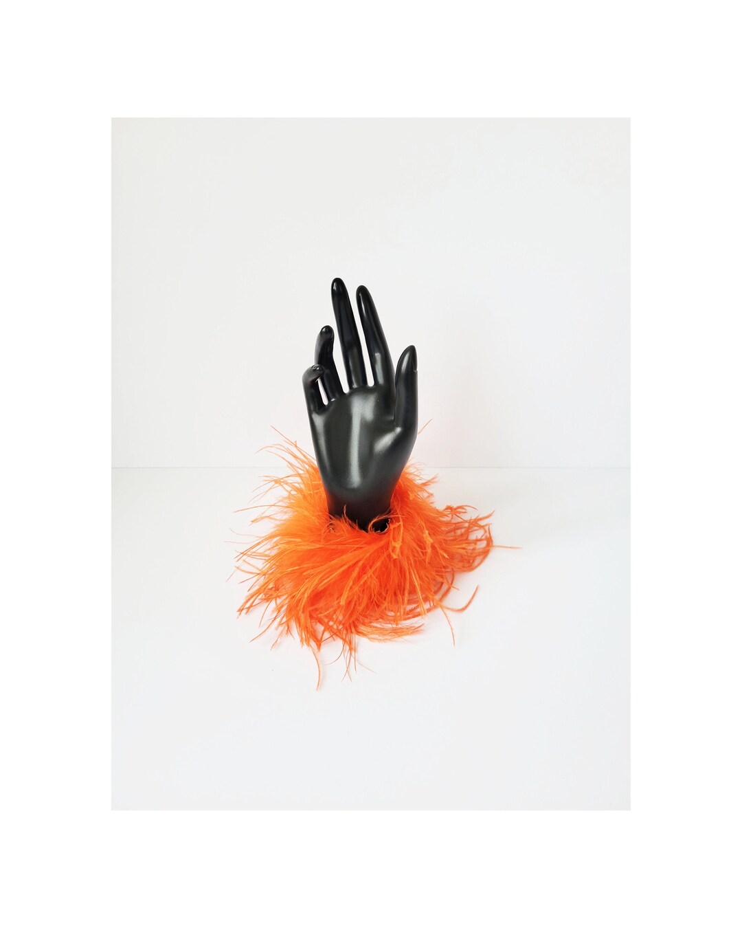 Orange Art Deco Feather Cuffs, Orange Great Gatsby Ostrich Feather ...