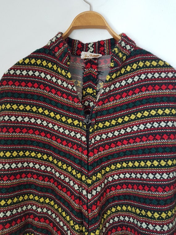 1970s Vintage Red Wool Poncho, Made in USA, Red Wool … - Gem