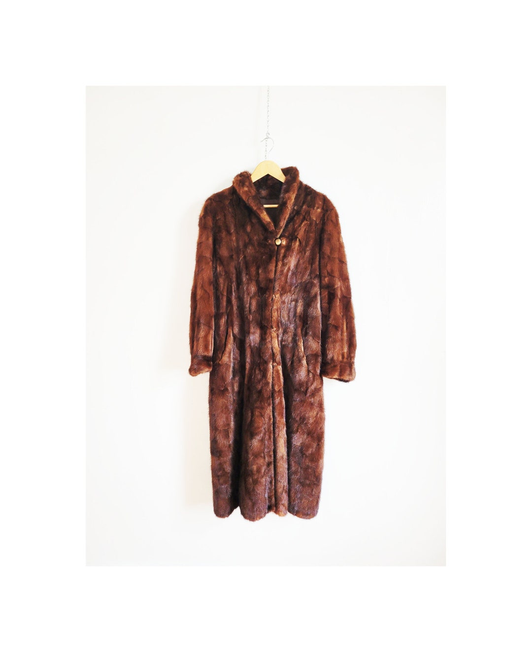 Mob Wife Mink Fur Coat, Brown Mink Fur Coat Size L, Full Length Fur ...