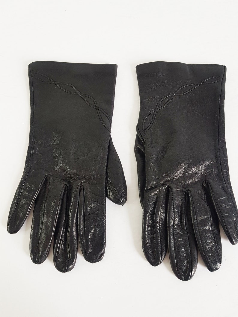 Vintage Black Leather Driving Glove Black Leather Gloves Leather Warm Gloves Vintage Black ...
