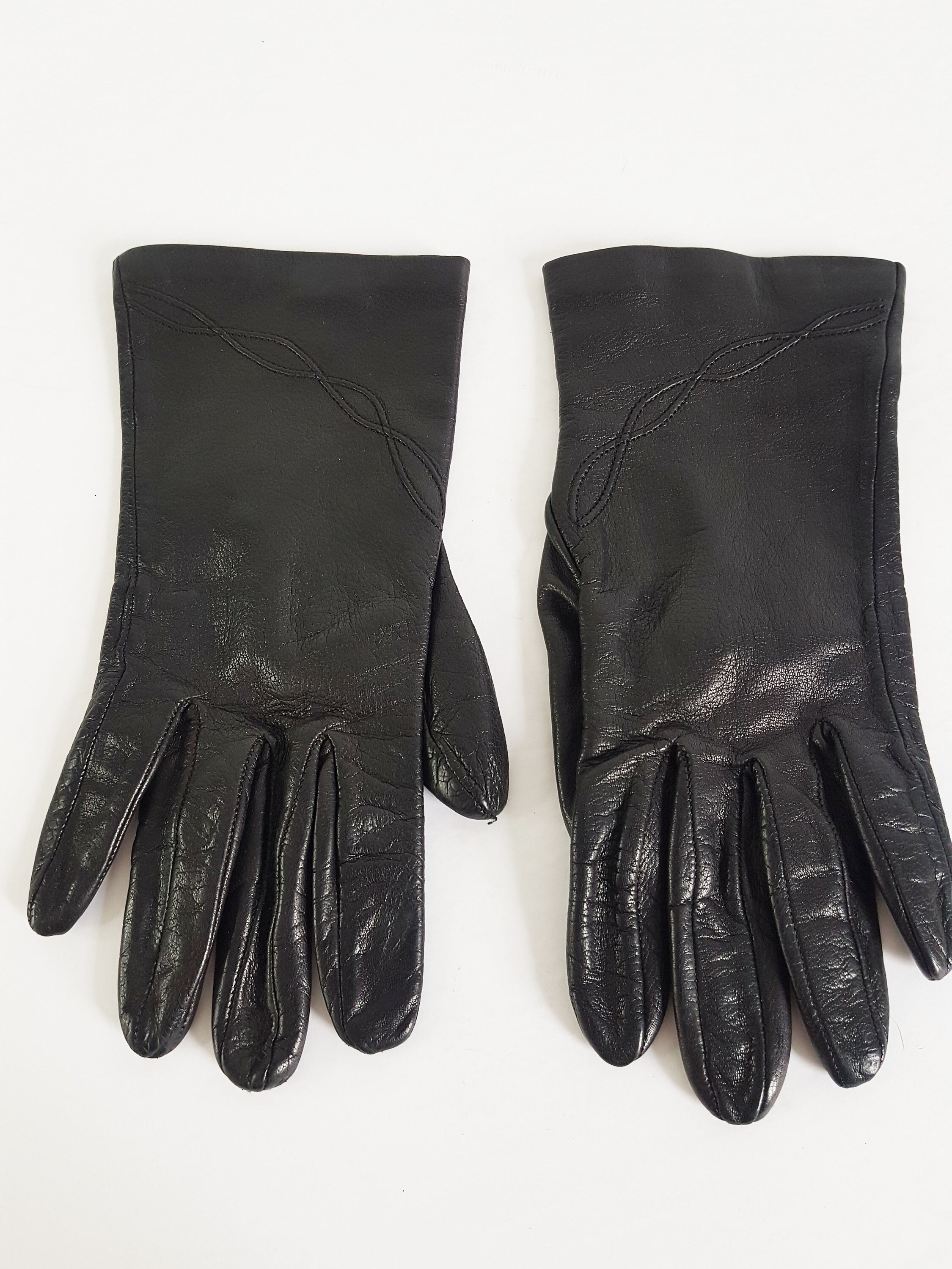 Vintage Black Leather Driving Glove Black Leather Gloves Leather Warm Gloves Vintage Black ...