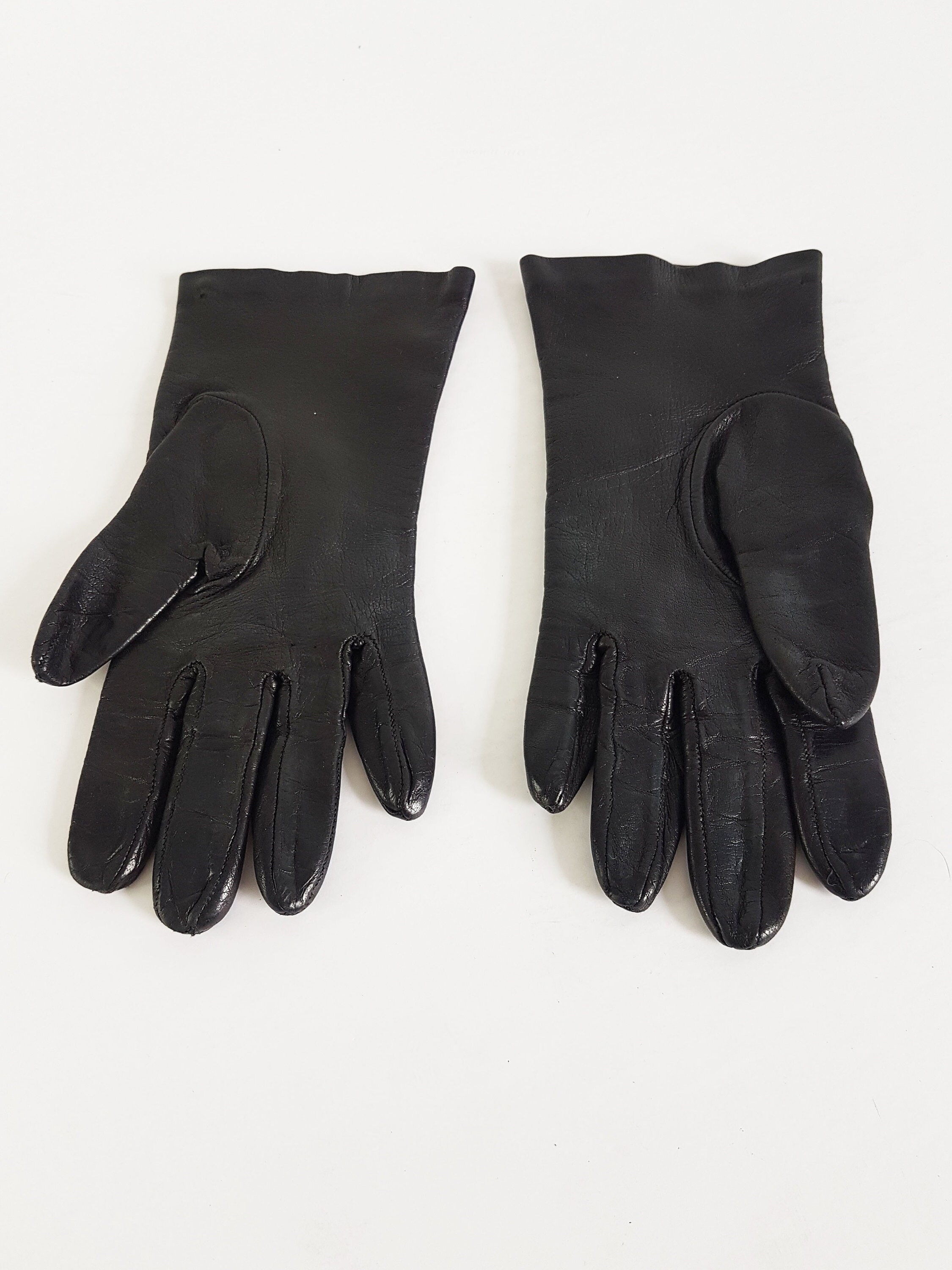 Vintage Black Leather Driving Glove Black Leather Gloves Leather Warm Gloves Vintage Black ...