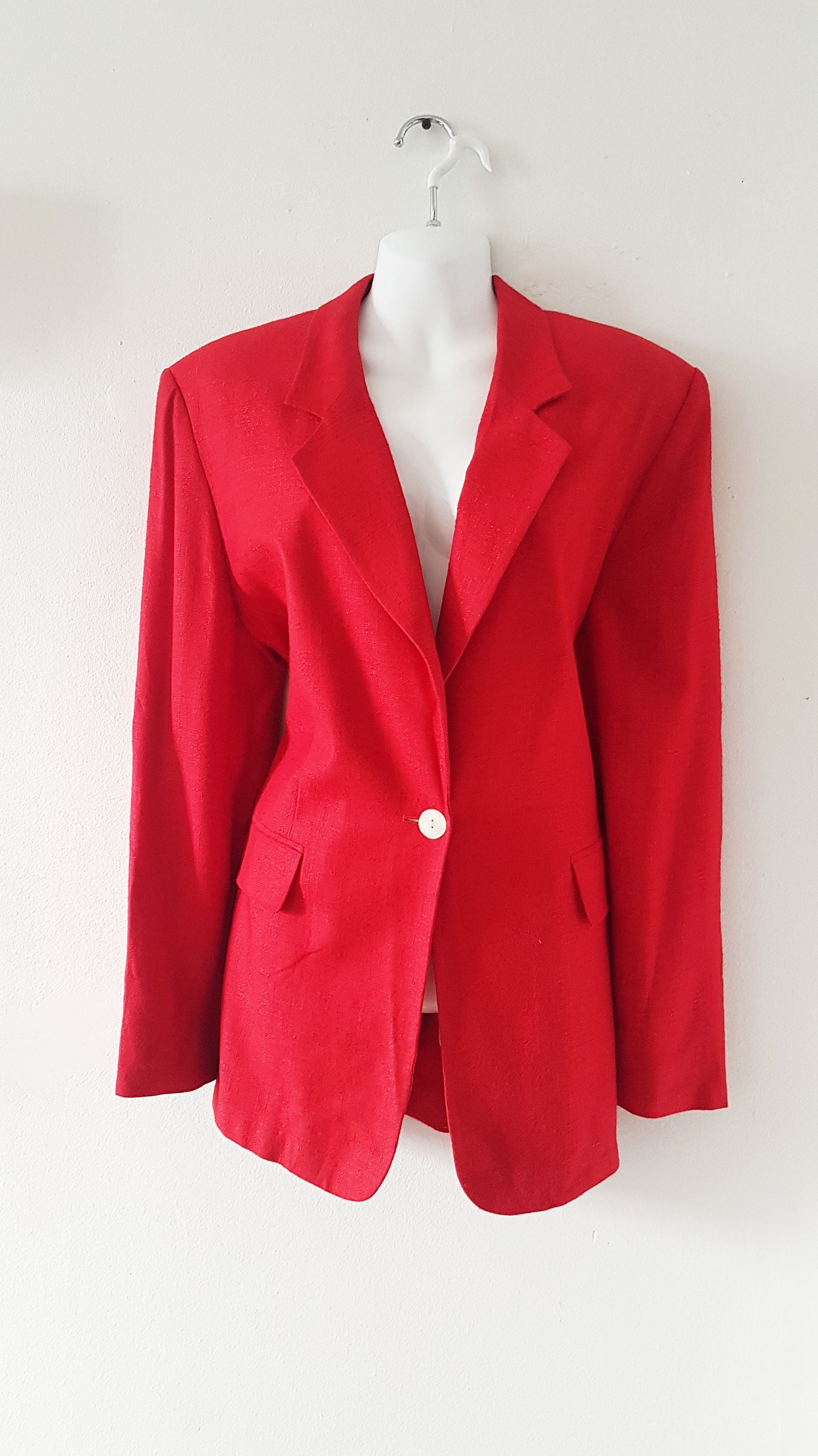1990s Vintage Red Linen Blazer, Size M, Made in Canada, 90s Linen Blend ...