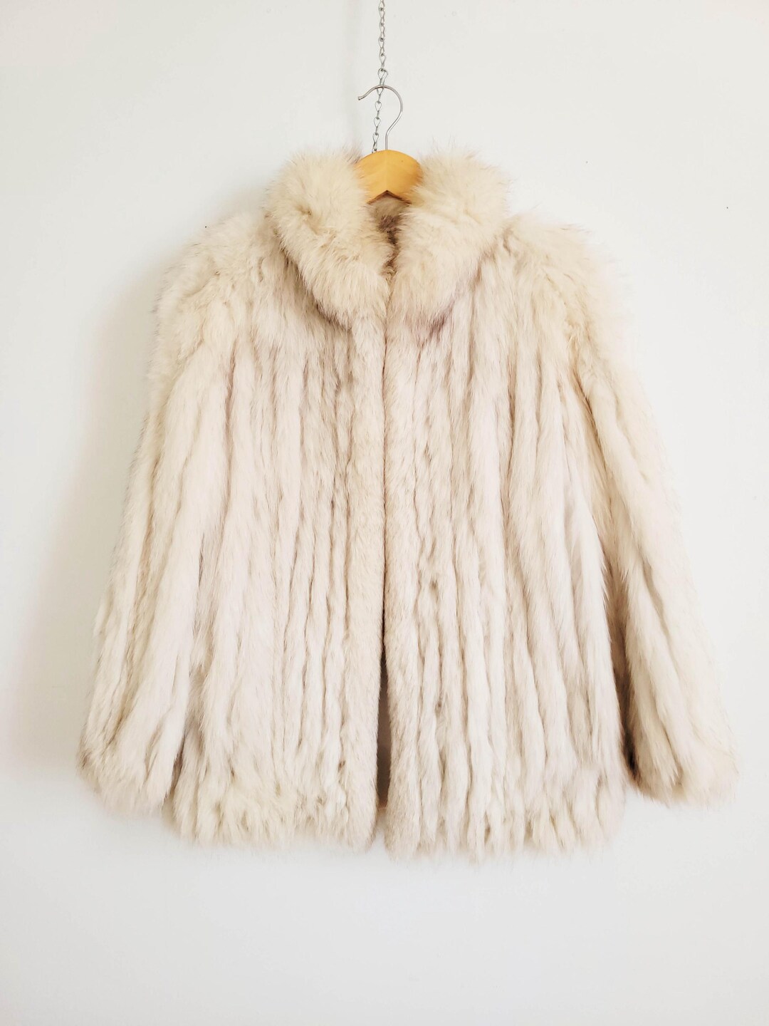 Vintage Silver Fox Fur Coat Lightweight Short White Fur Coat Size M Fur ...
