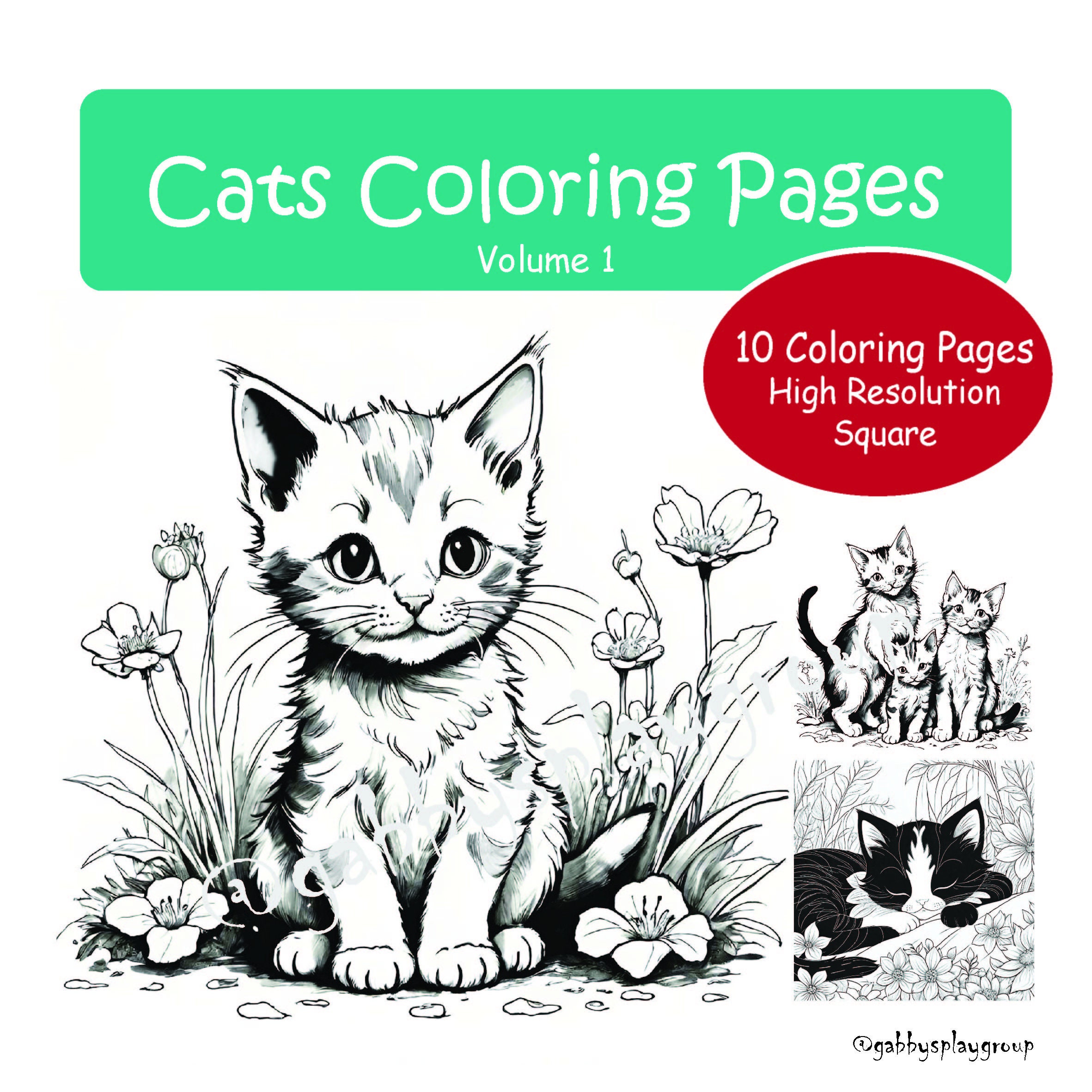 Kitty Cat / Kitten Coloring Page / Digital PDF File / 10 Pages ...