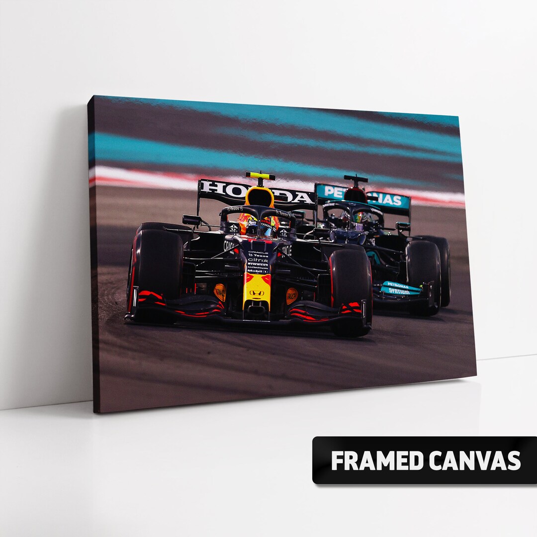 Lewis Hamilton Sergio Perez CANVAS PRINT Dubai Abu Dhabi Grand Prix GP ...