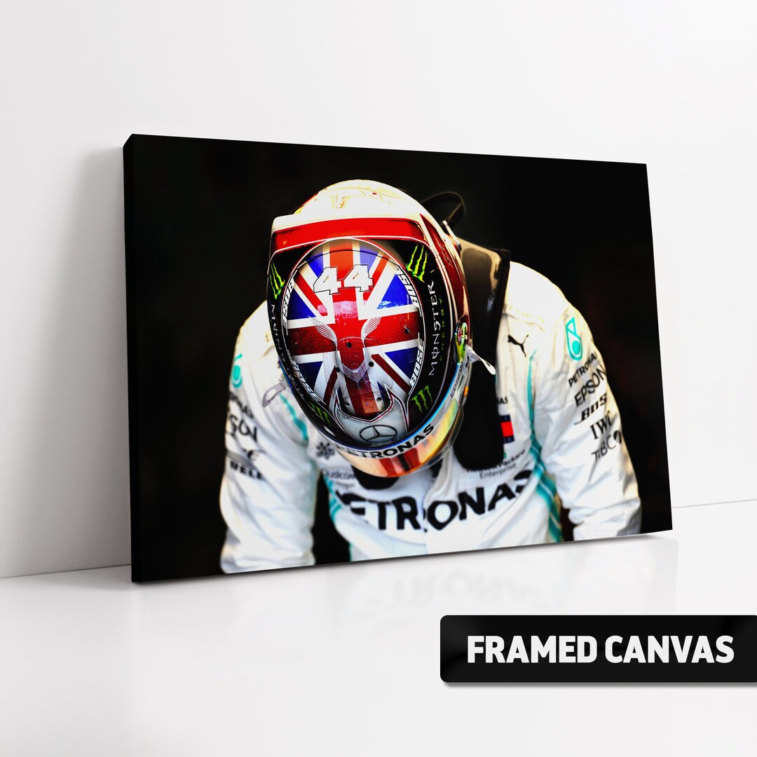 Lewis Hamilton 44 Union Jack Helmet Canvas Print | F1 Formula One Fine ...