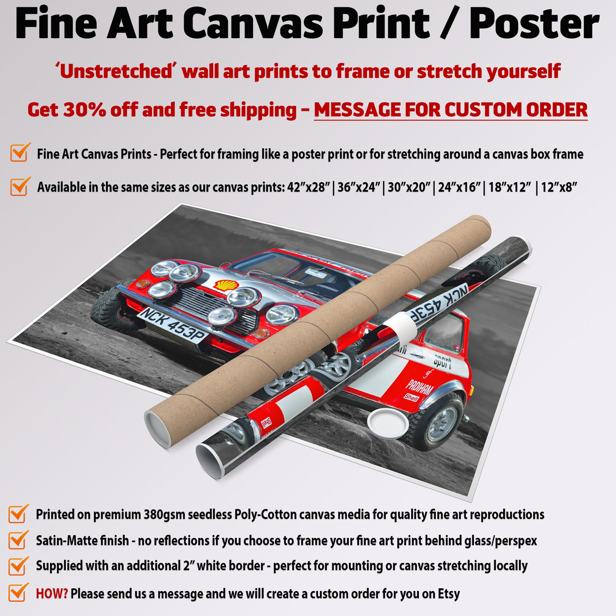 Classic MINI COOPER S Rally Car Canvas Print or Poster Box - Etsy