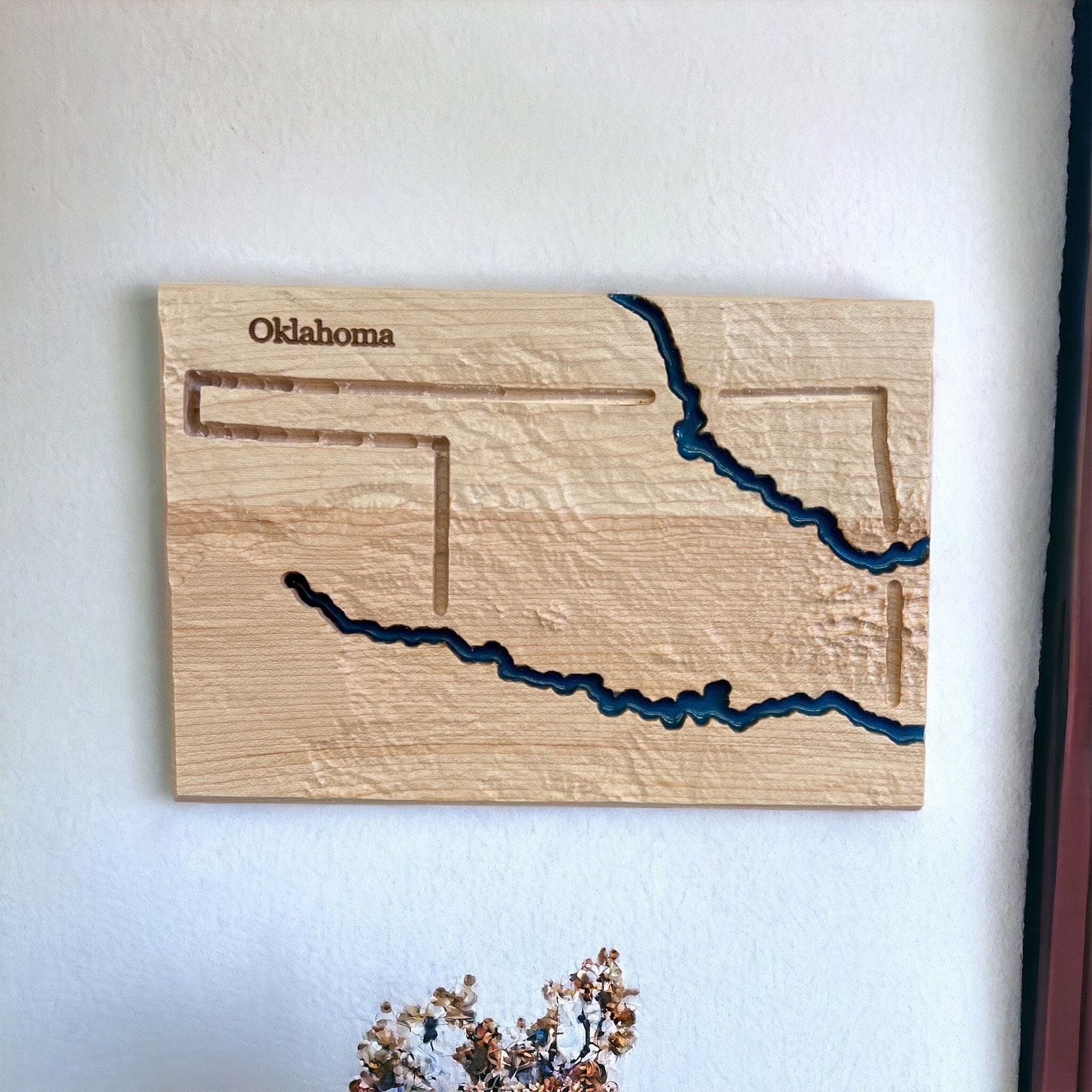 Oklahoma Wood Map 3D Relief Map Decor Unique Wedding Birthday ...