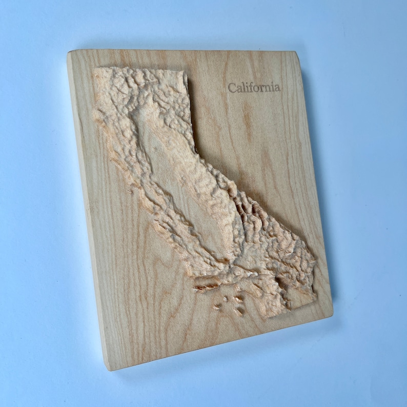 California Map Wood Carved Relief Map 3D Topographic - Etsy