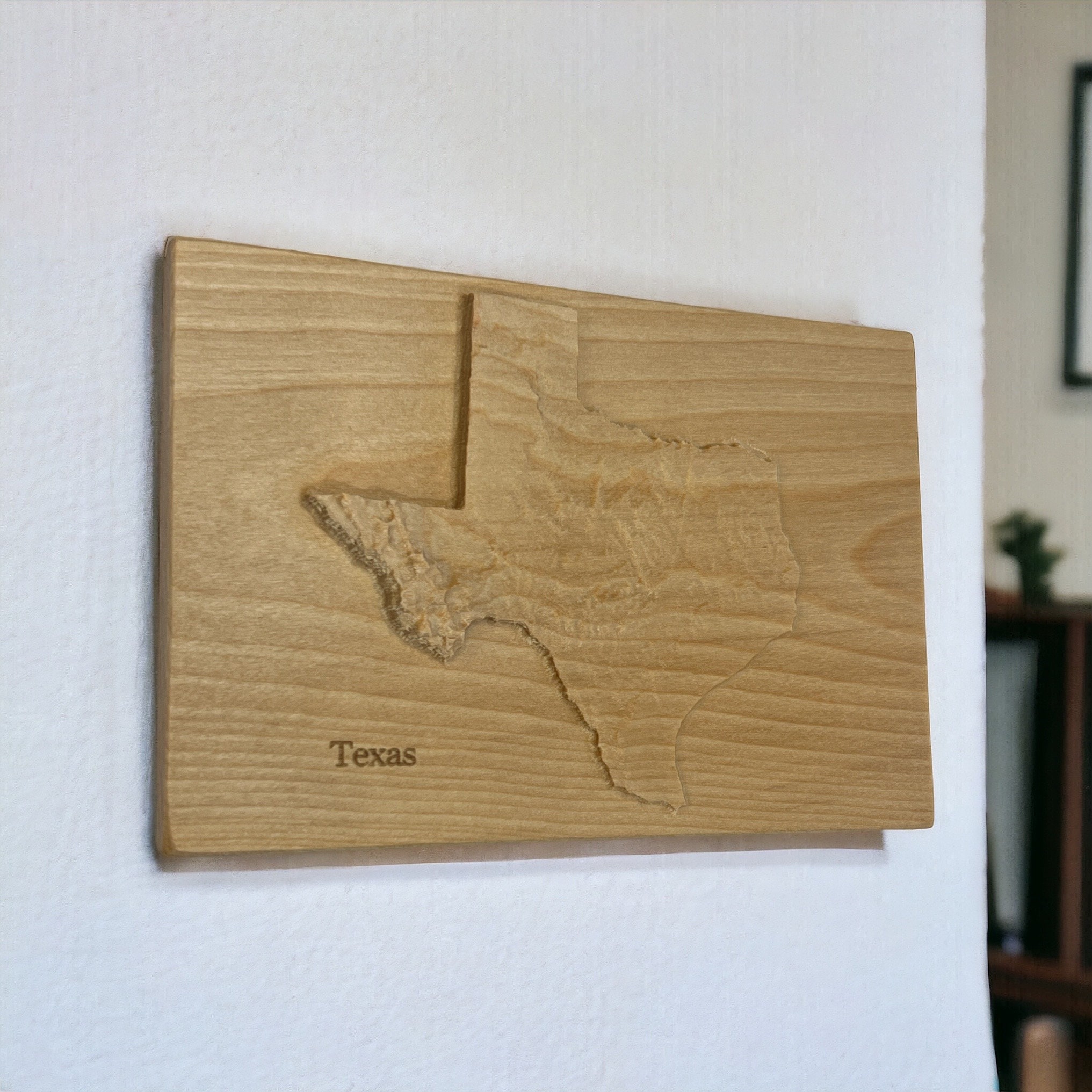Texas Map Wood Carved Relief Map 3D Topographic Wooden Map Unique ...