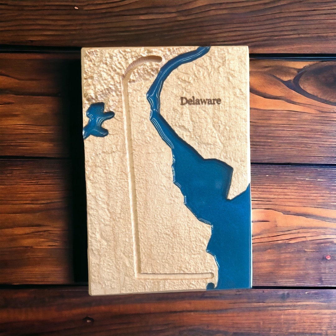 Delaware Wood Map | 3D Relief Map Decor | Unique Wedding Birthday ...