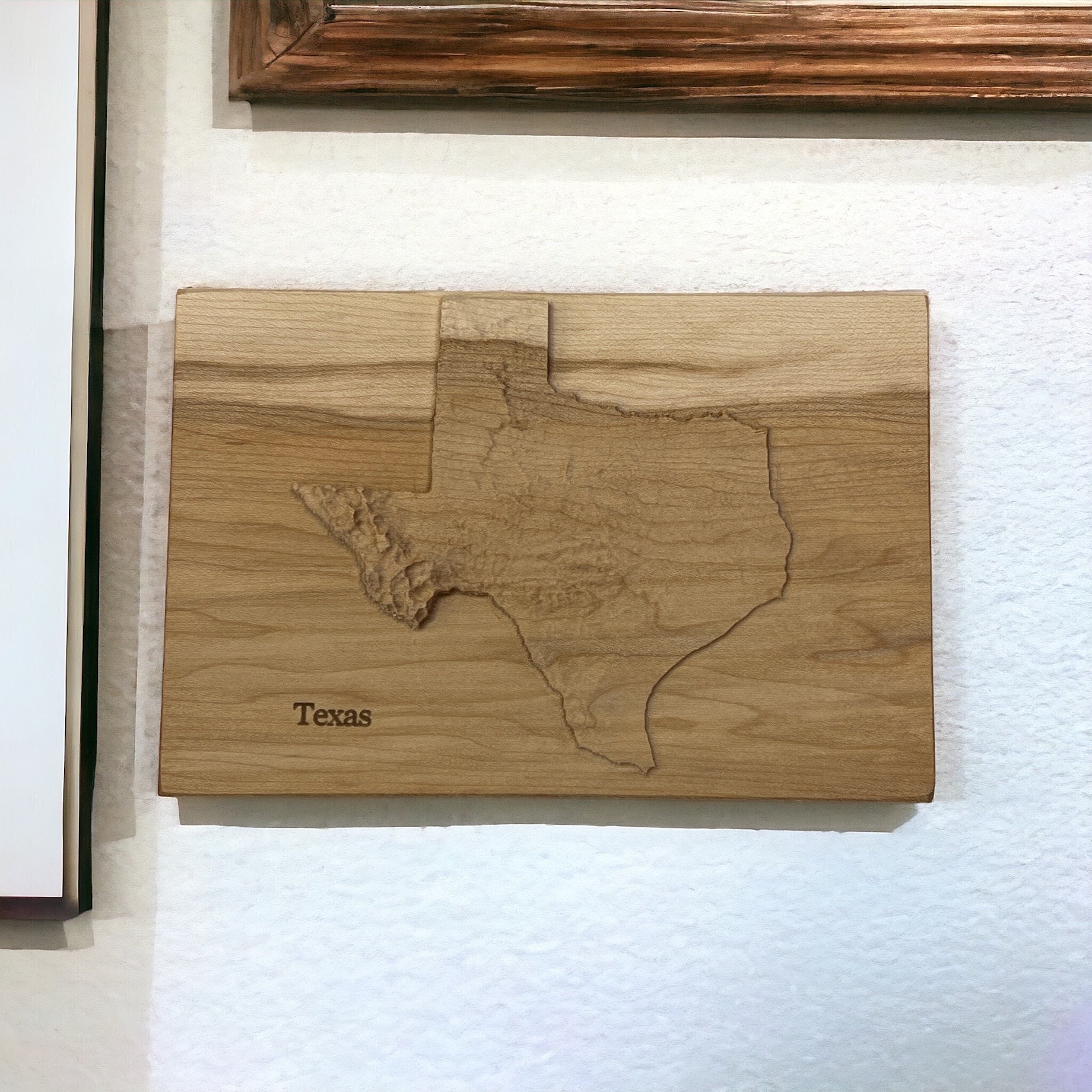 Texas Map Wood Carved Relief Map 3D Topographic Wooden Map Unique ...
