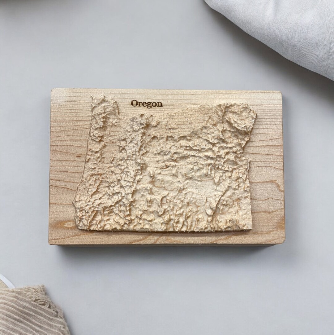 Oregon Map | Wood Carved Relief Map | 3D Topographic Wooden Map ...