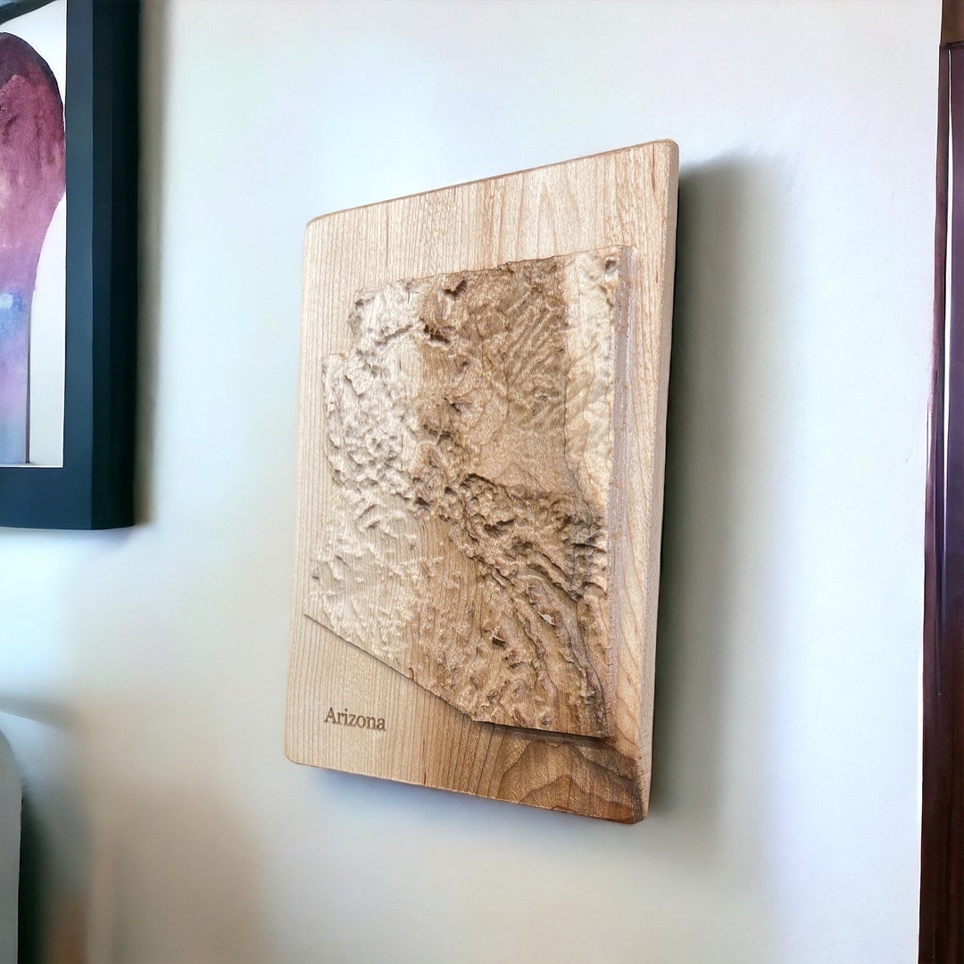 Arizona Map | Wood Carved Relief Map | 3D Topographic Wooden Map ...