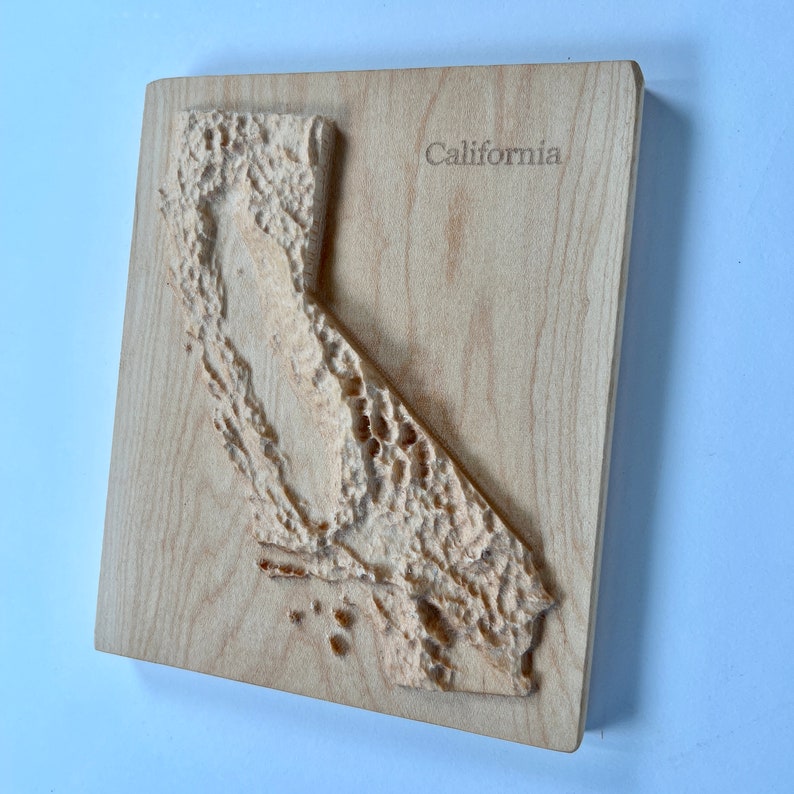 California Map Wood Carved Relief Map 3D Topographic - Etsy