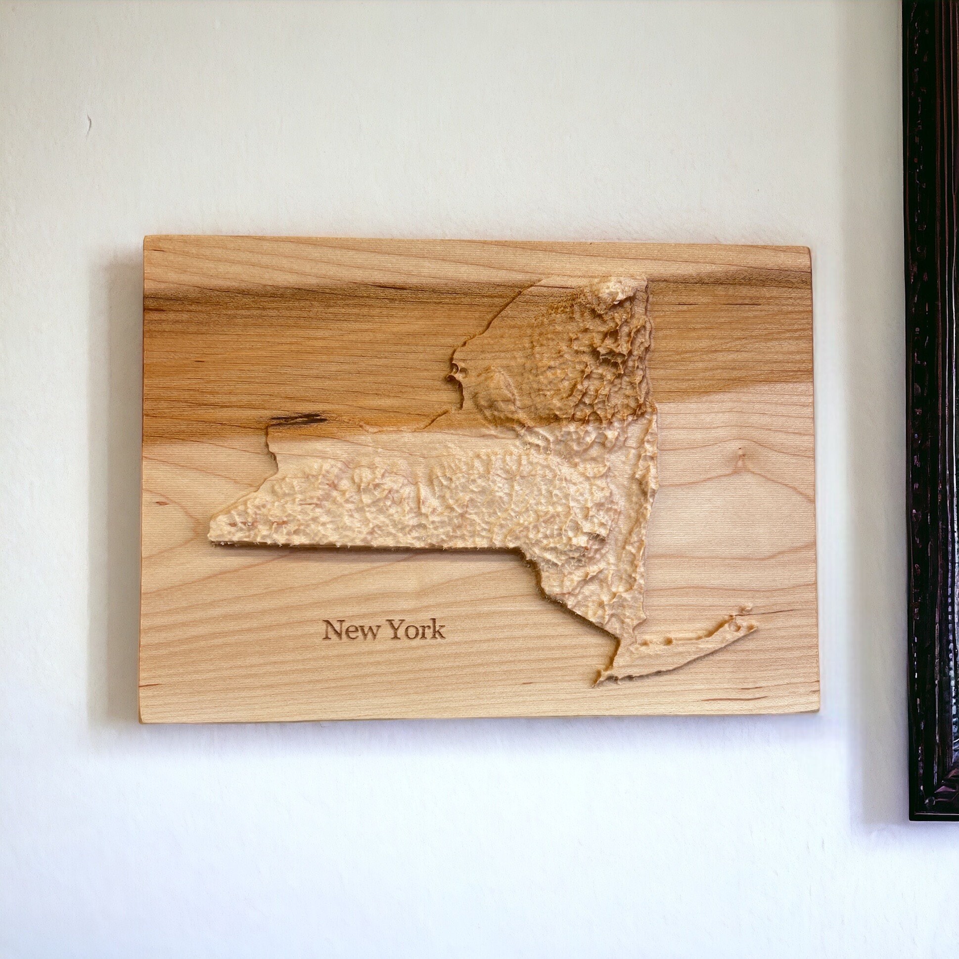 New York Map Wood Carved Relief Map 3D Topographic Wooden Map Unique ...