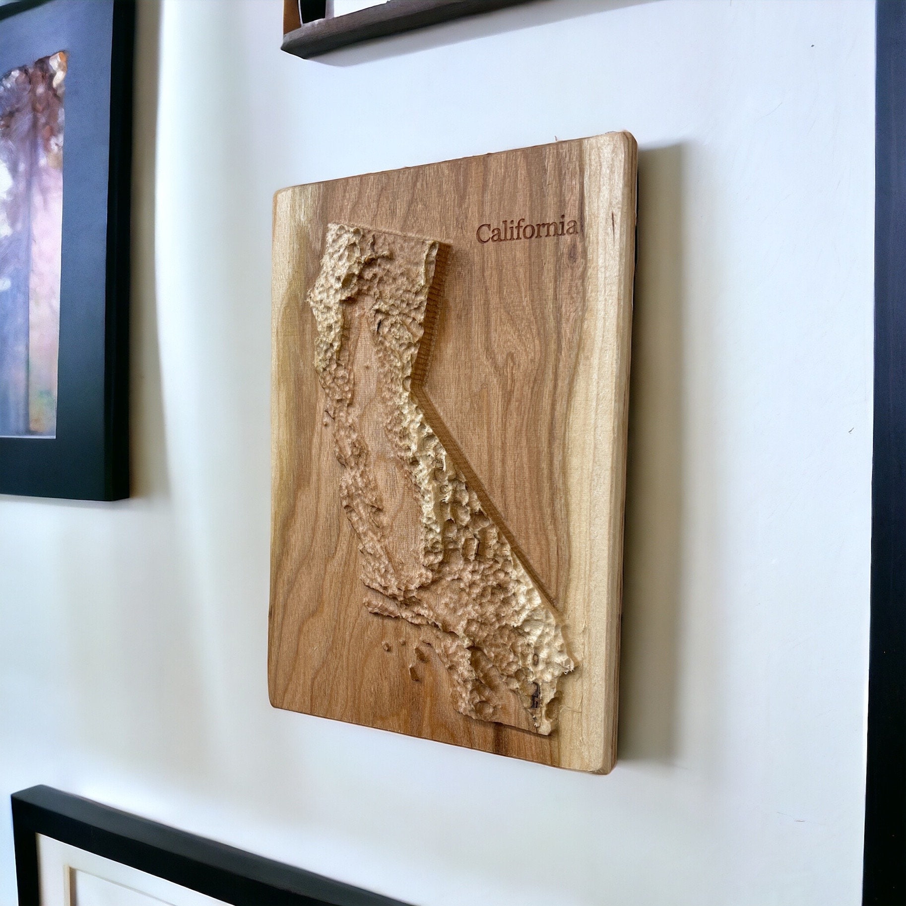 California Map Wood Carved Relief Map 3D Topographic Wooden Map Unique ...