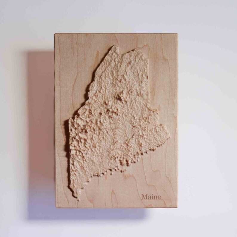 Maine Map Wood Carved Relief Map 3D Topographic Wooden Map - Etsy