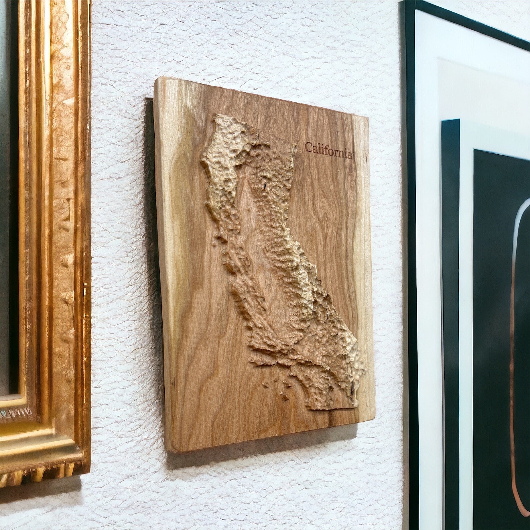 California Map Wood Carved Relief Map 3D Topographic Wooden Map Unique ...