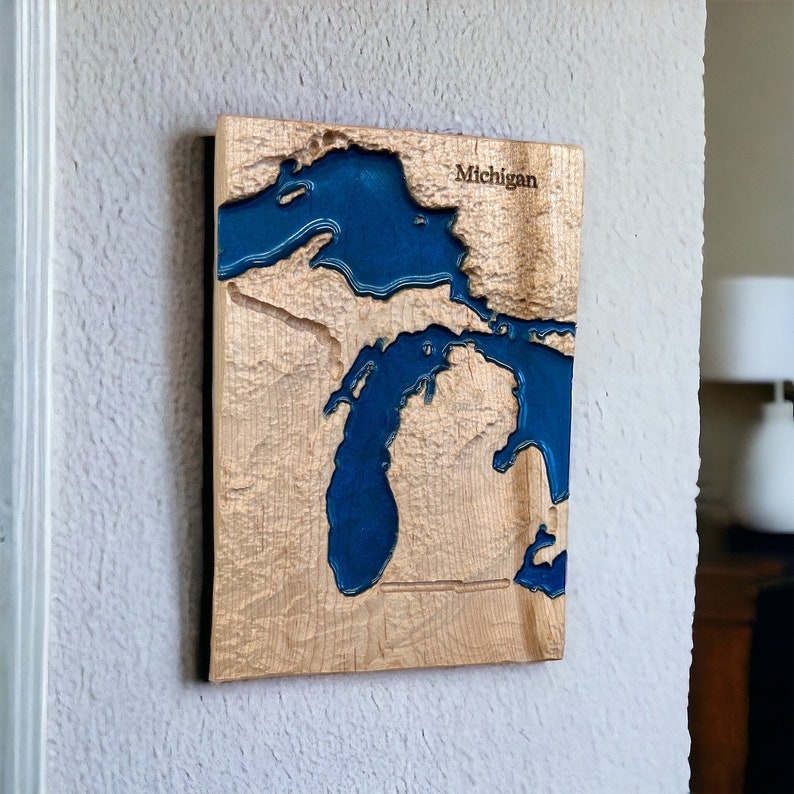Michigan Wood Map | 3D Relief Map Decor | Unique Wedding Birthday ...
