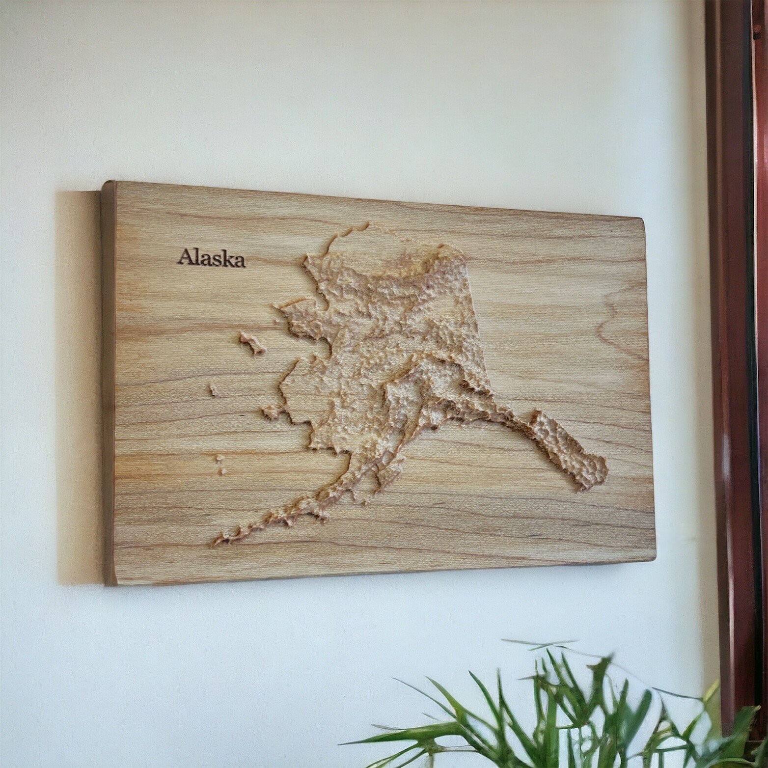 Alaska Map Wood Carved Relief Map 3D Topographic Wooden Map Unique ...