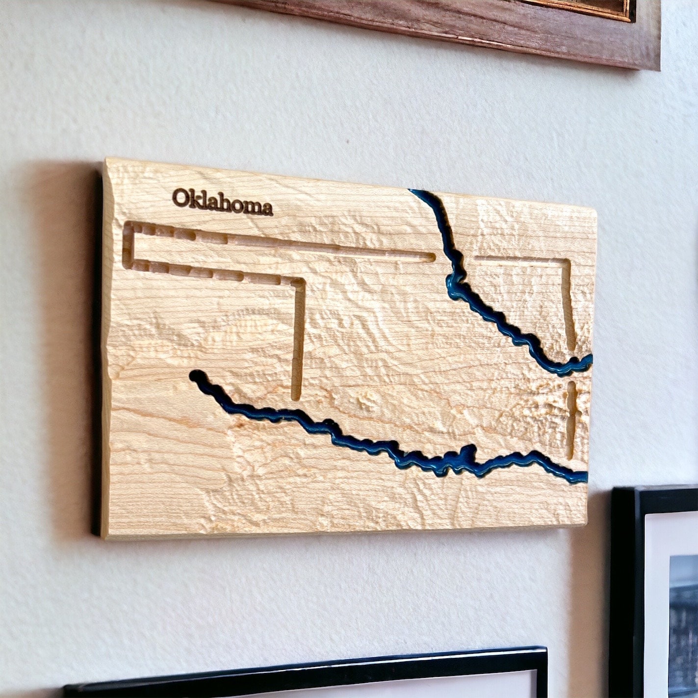 Oklahoma Wood Map 3D Relief Map Decor Unique Wedding Birthday ...