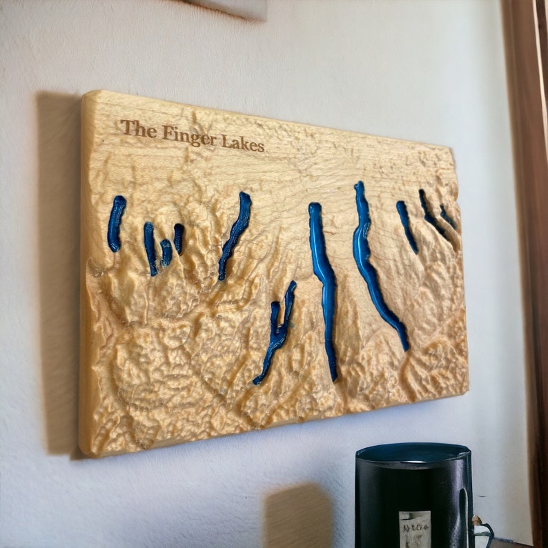 Finger Lakes 3D Relief Map Finger Lakes Wood Epoxy Art Finger Lakes New ...