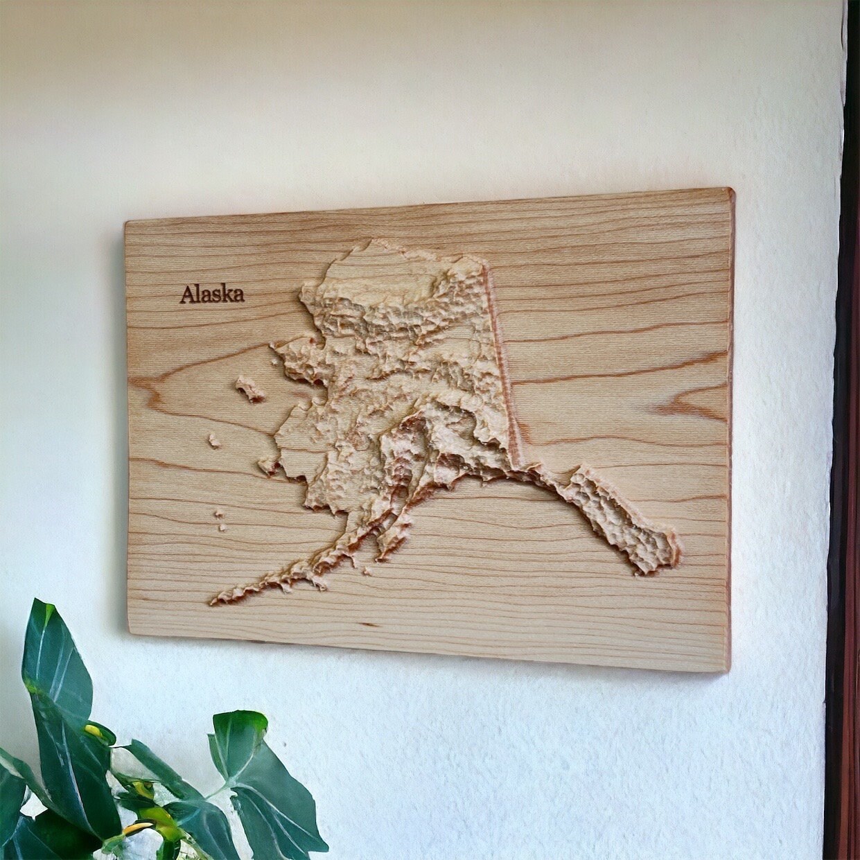 Alaska Map Wood Carved Relief Map 3D Topographic Wooden Map Unique ...