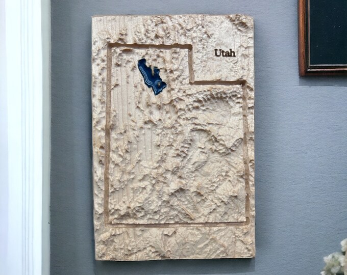 Utah 3D Relief Map | Utah Wood Epoxy Art | Great Salt Lake | Salt Lake ...
