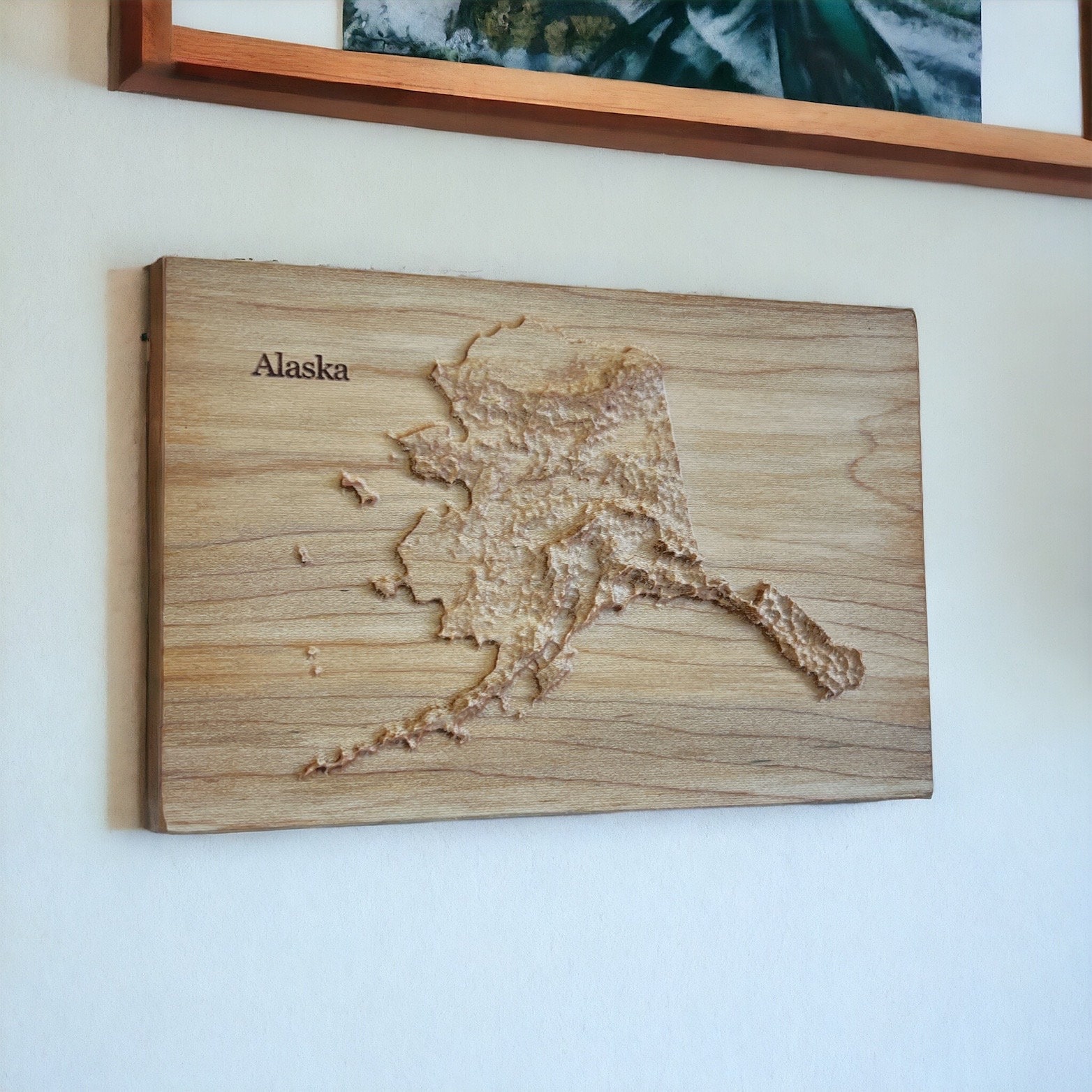 Alaska Map Wood Carved Relief Map 3D Topographic Wooden Map Unique ...