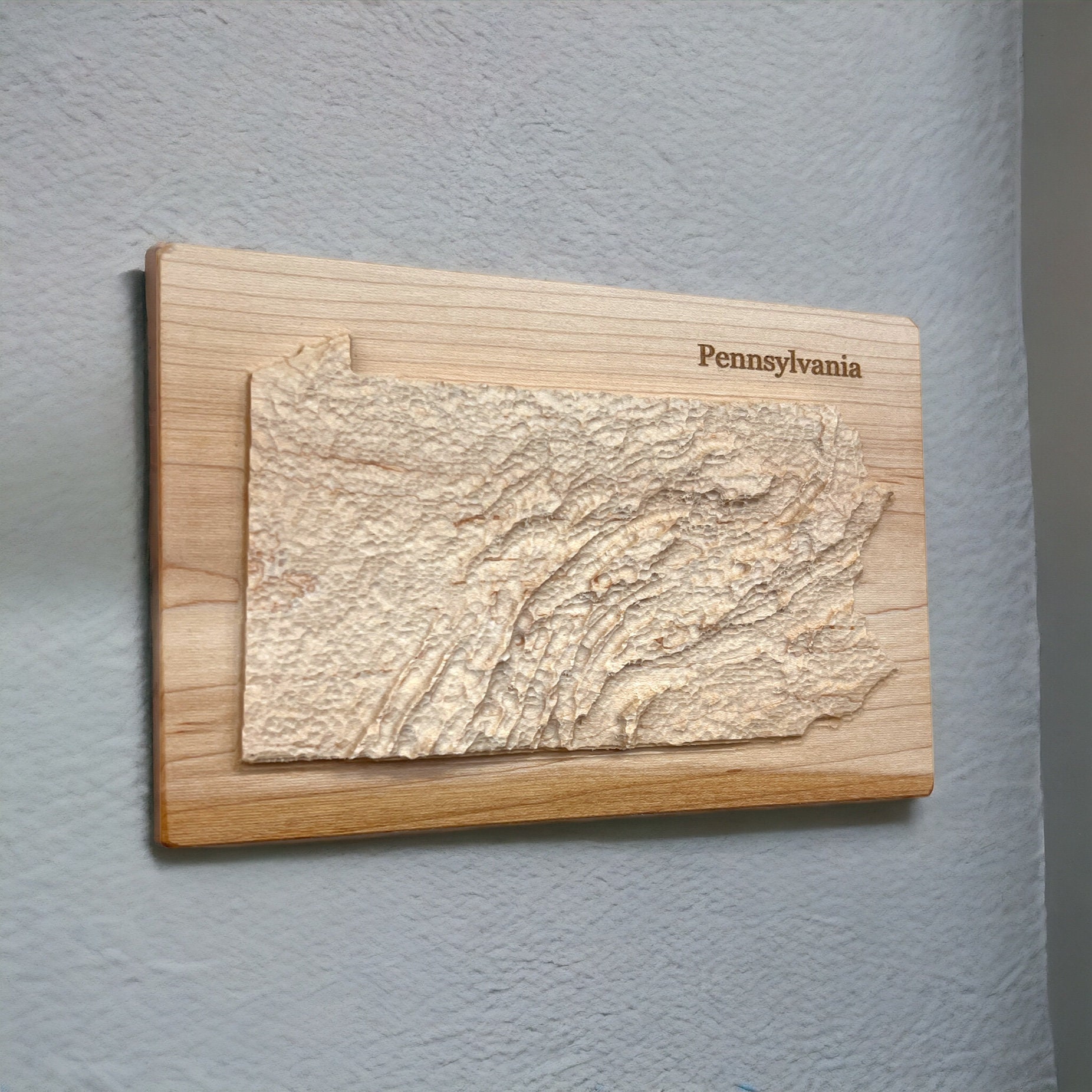 Pennsylvania Map Wood Carved Relief Map 3D Topographic Wooden Map ...