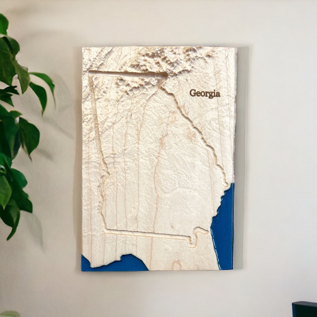 Georgia Wood Map | 3D Relief Map Decor | Unique Wedding Birthday ...