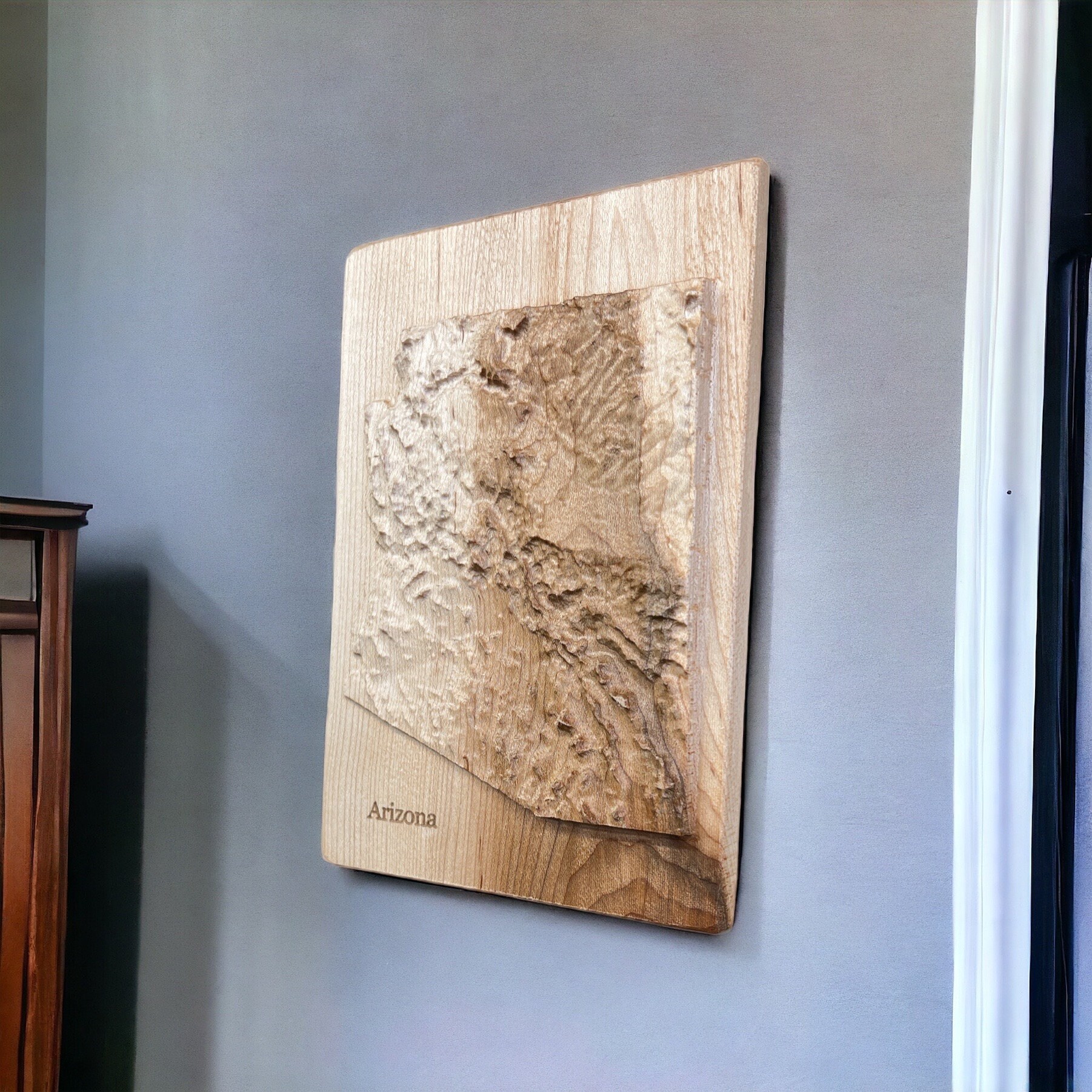 Arizona Map Wood Carved Relief Map 3D Topographic Wooden Map Unique ...