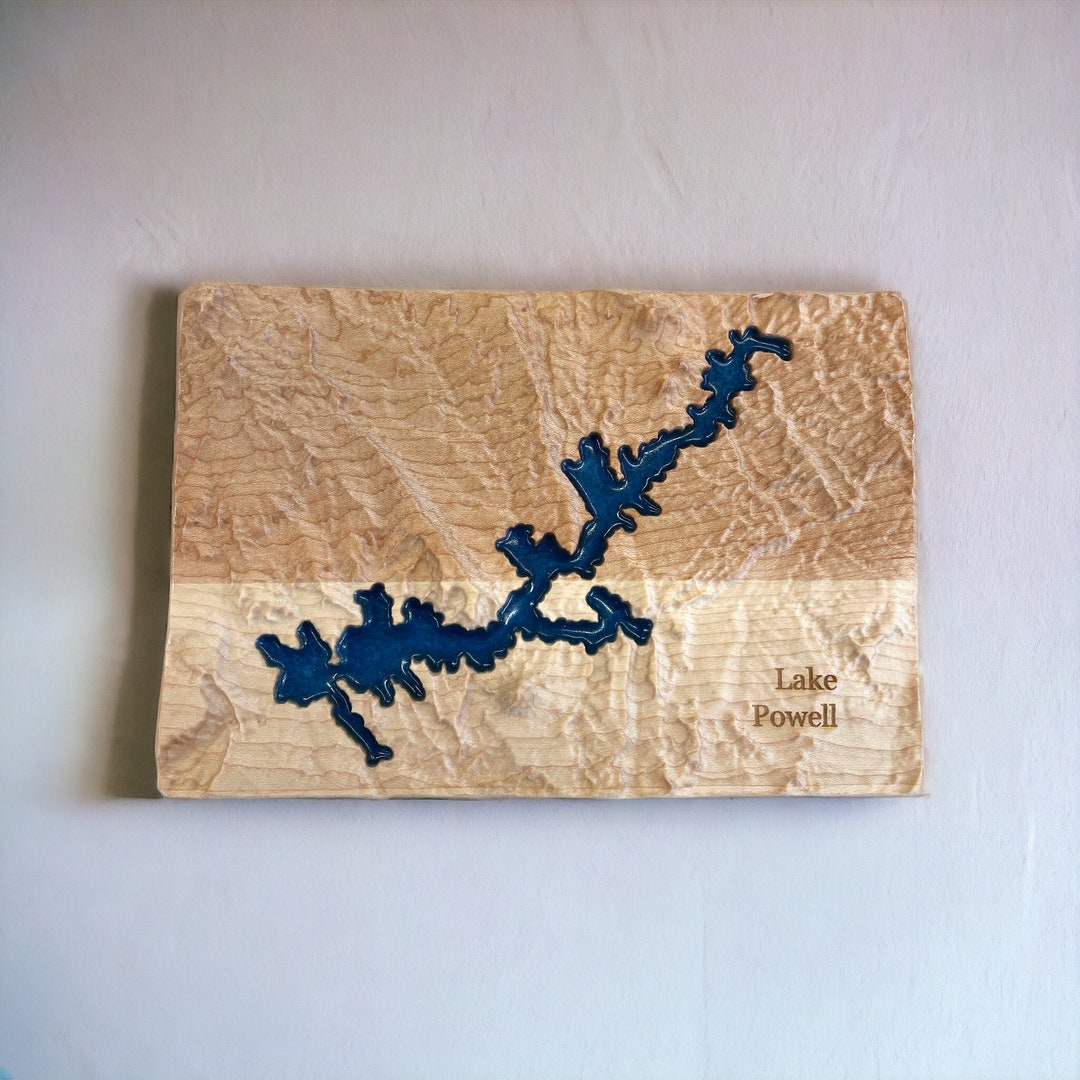 Lake Powell 3D Relief Map | Lake Powell Wood Epoxy Art | Lake Powell ...
