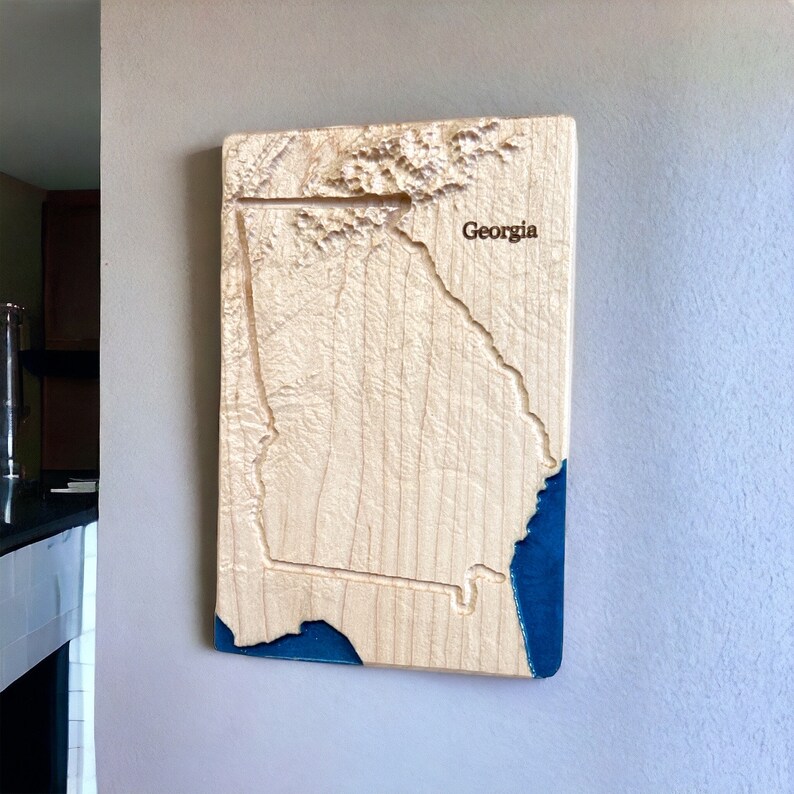 Georgia Wood Map | 3D Relief Map Decor | Unique Wedding Birthday ...