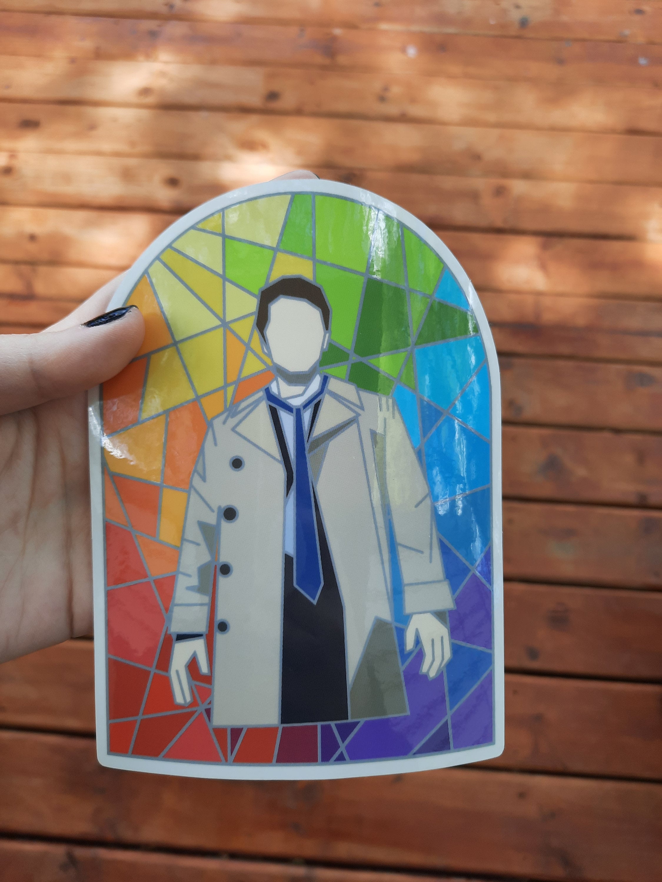 Castiel Stained Glass Window Clear Bumper Sticker - Etsy