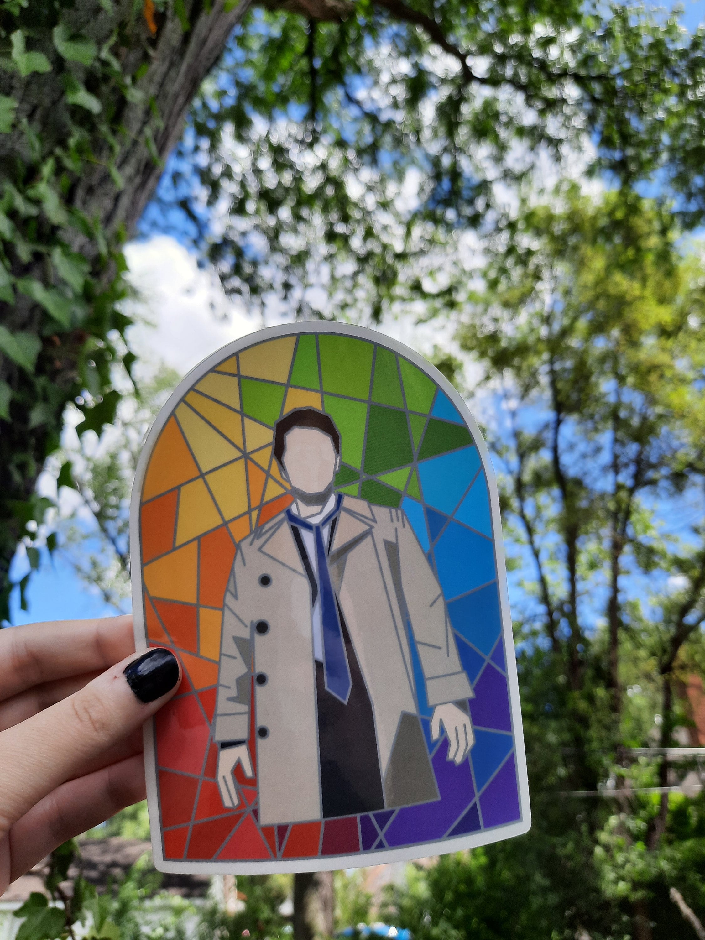 Castiel Stained Glass Window Clear Bumper Sticker - Etsy